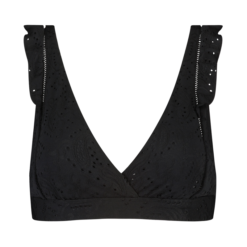 Beachlife Black Embroidery Bralette Bikinitop - Annadiva