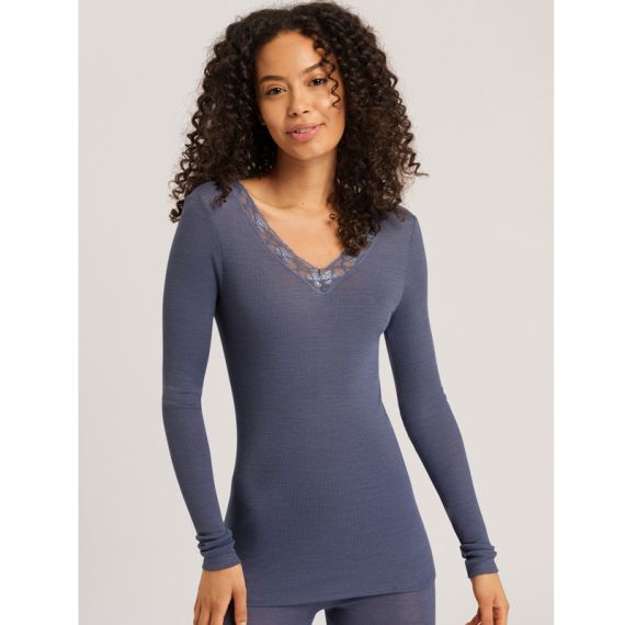 Hanro Woolen Lace Longsleeve T-shirt Nightshade - Annadiva
