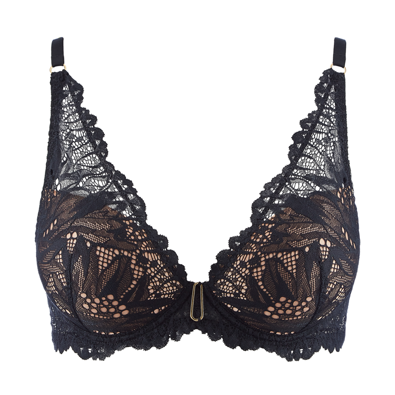 Aubade Flowermania Voorgevormde Plunge BH Noir - Annadiva