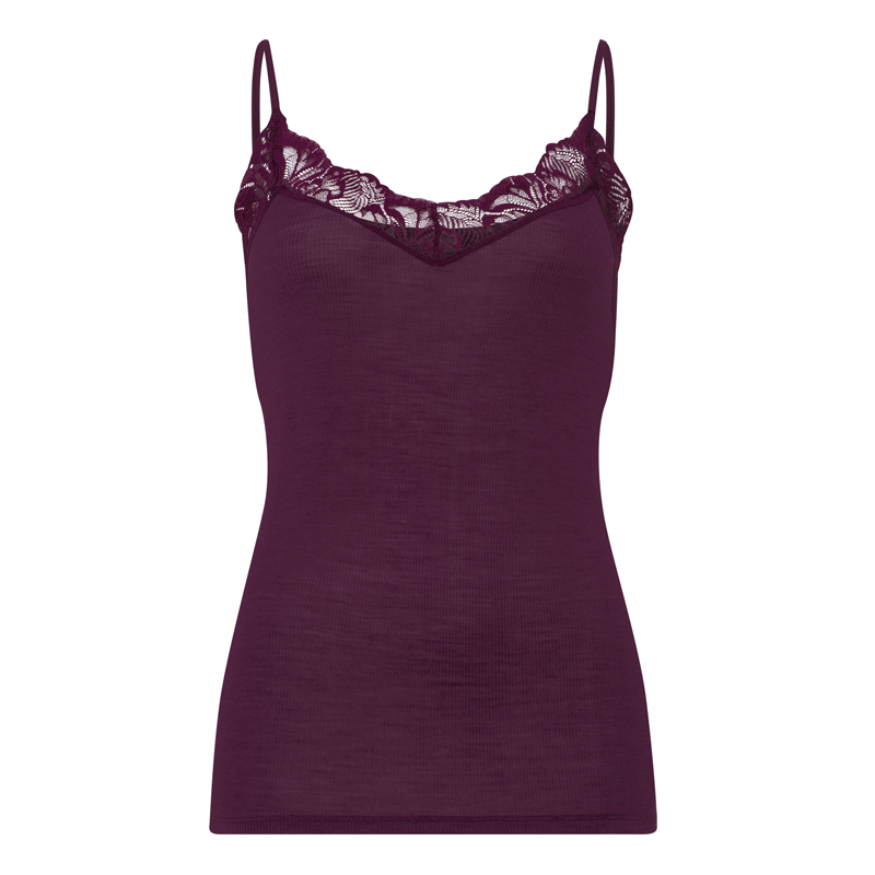 Hanro Woolen Lace Spaghetti Top Sumac - Annadiva